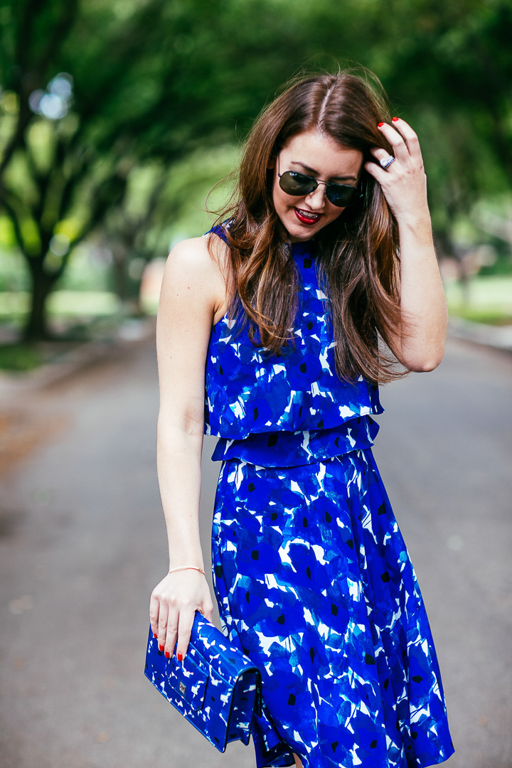 Blue Floral Print Dress